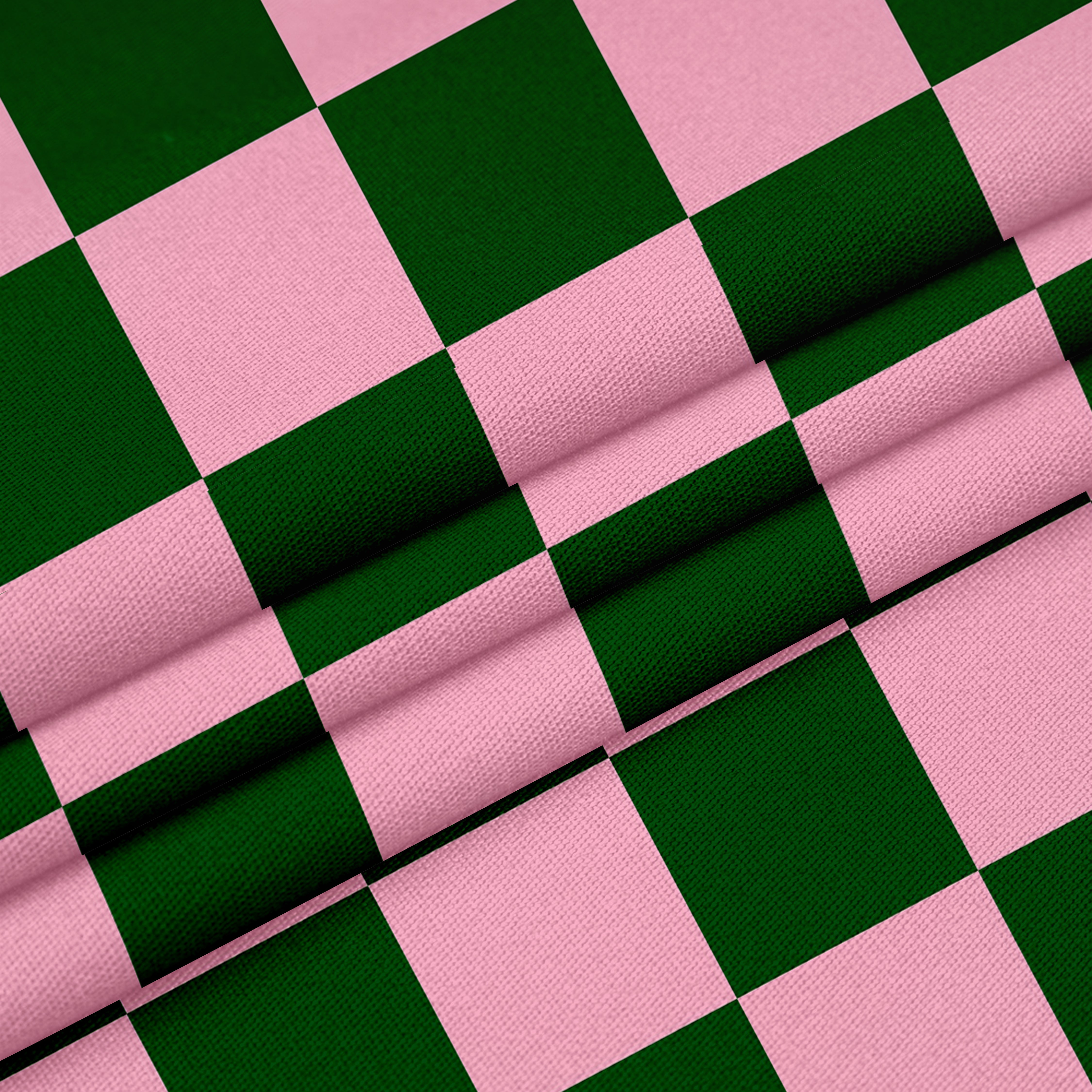 'Checkmate' checkered fabric in forest green and pink – Réka Thornton ...