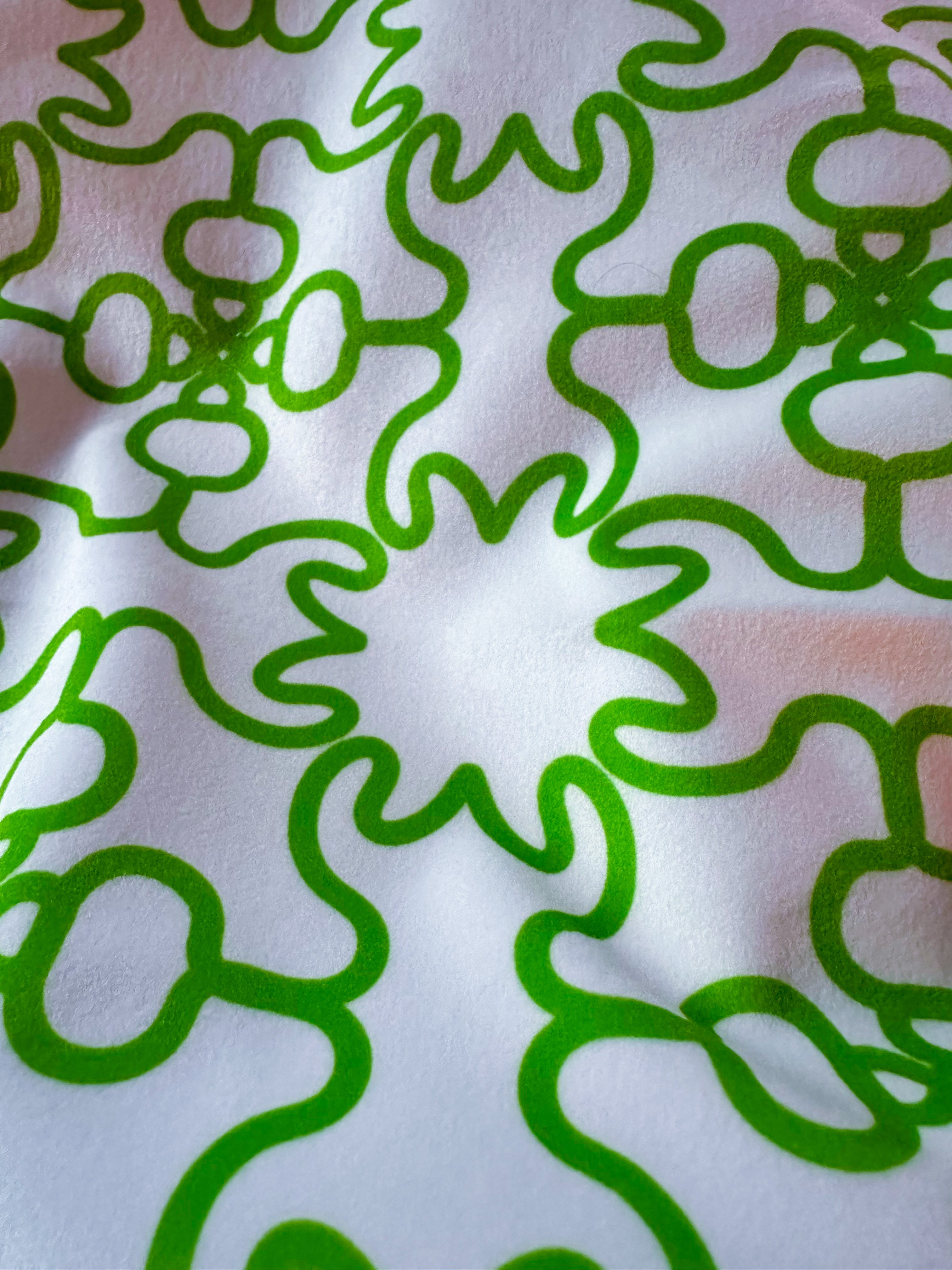 ‘Paradiso’ fabric in lime green | Abstract oriental designer fabric ...