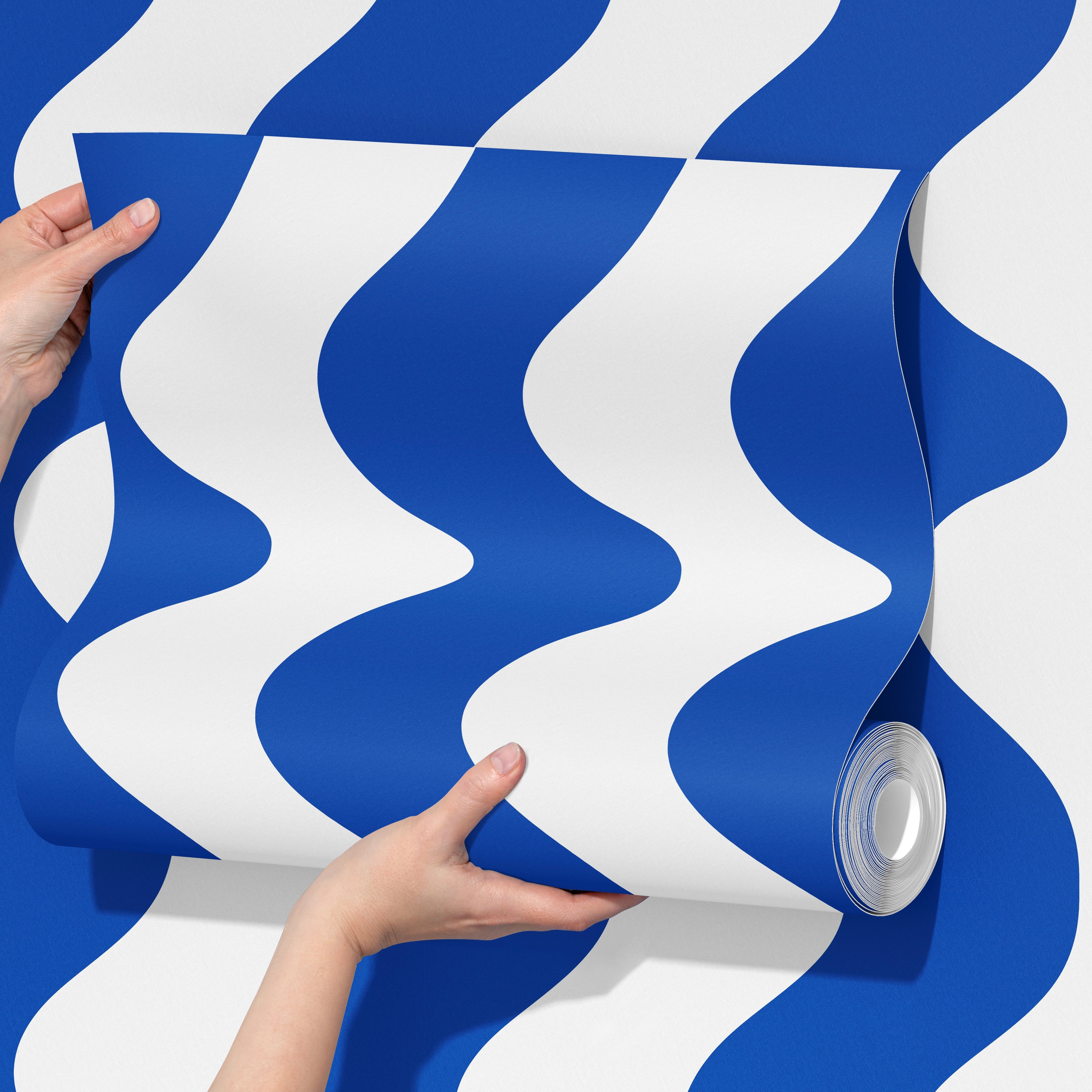 On The Same Wavelength - Wavy Wallpaper in Cobalt Blue | blue abstract ...