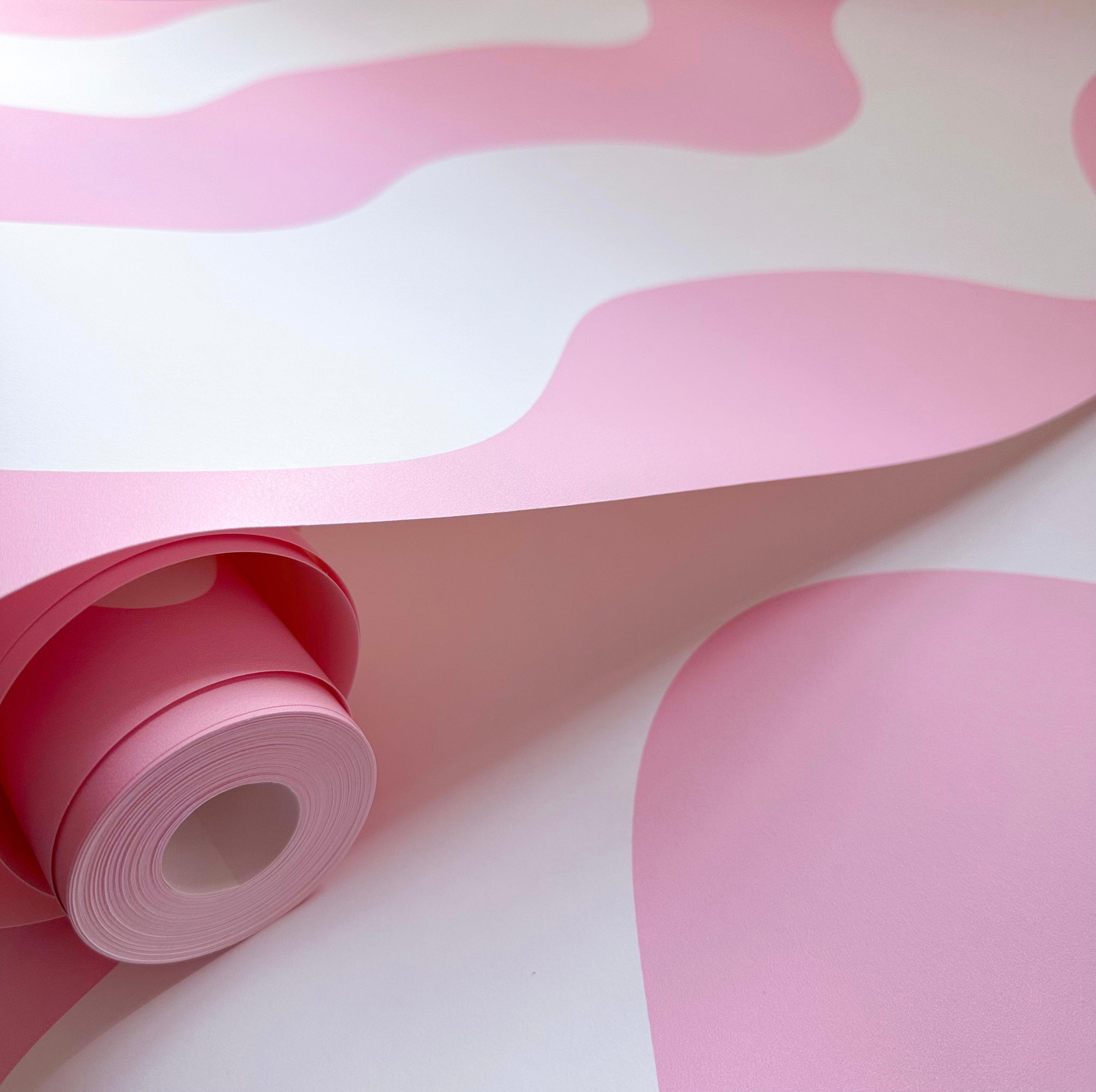 On The Same Wavelength Wallpaper – Pink Candy | Wavy Abstract Design ...