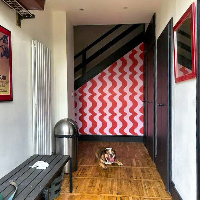 On The Same Wavelength Wavy Wallpaper in pink cherry – Réka Thornton ...